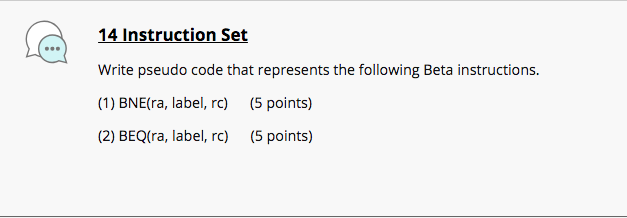 Solved 14 Instruction Set Write pseudo code that represents | Chegg.com