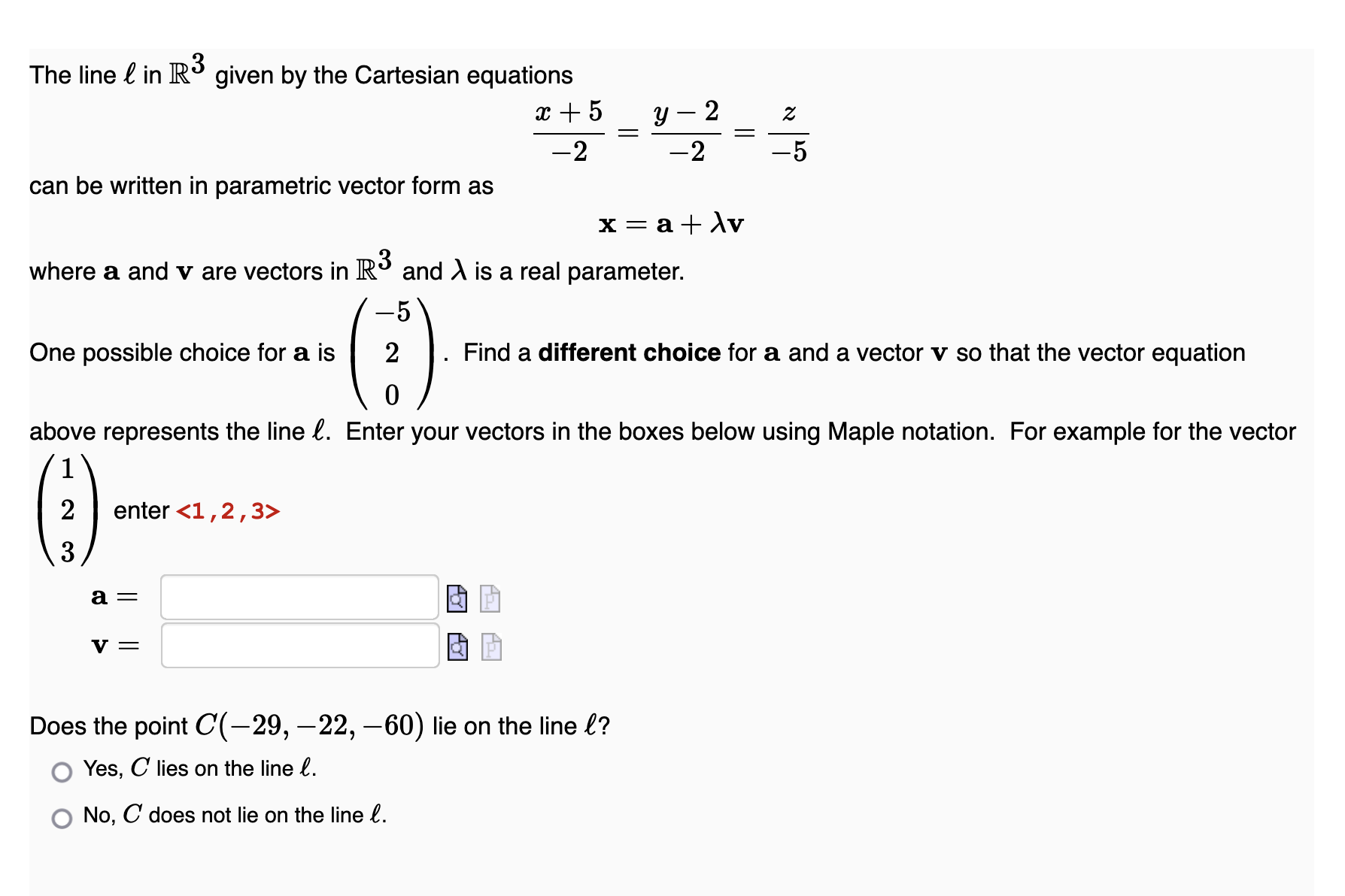 Solved The line ℓ in R3 given by the Cartesian equations | Chegg.com