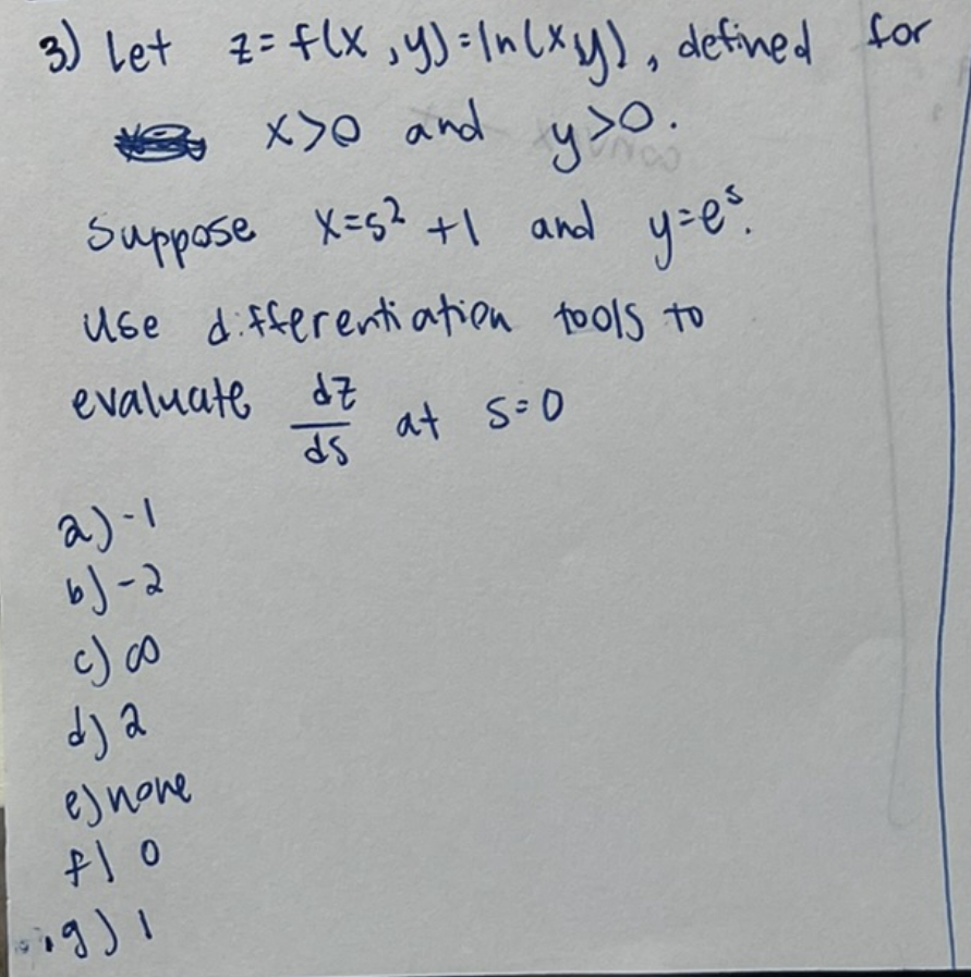 3) Let z=f(x,y)=ln(xy), defined x>0 and y>0. suppose | Chegg.com