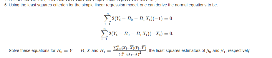 Solved 5 Using The Least Squares Criterion For The Simple