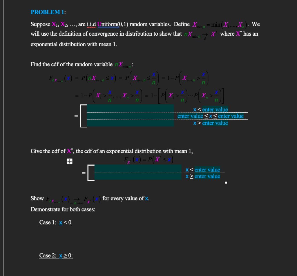 Solved PROBLEM 1: Suppose X1,X2,…, are i.i.d Uniform(0,1) | Chegg.com