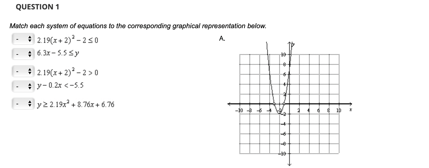Solved QUESTION 1 Match each system of equations to the | Chegg.com