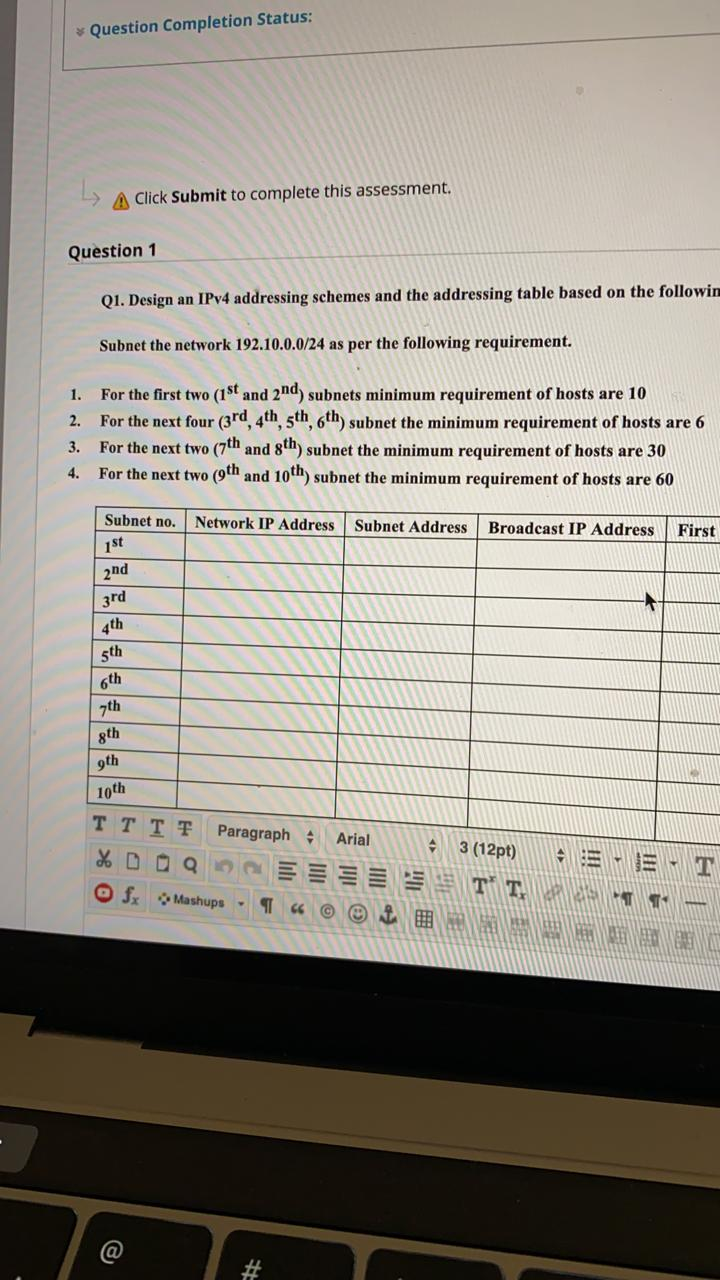 Solved Question 1 Q1. Design an IPv4 addressing schemes and | Chegg.com