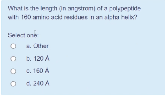 Solved What is the length (in angstrom) of a polypeptide | Chegg.com