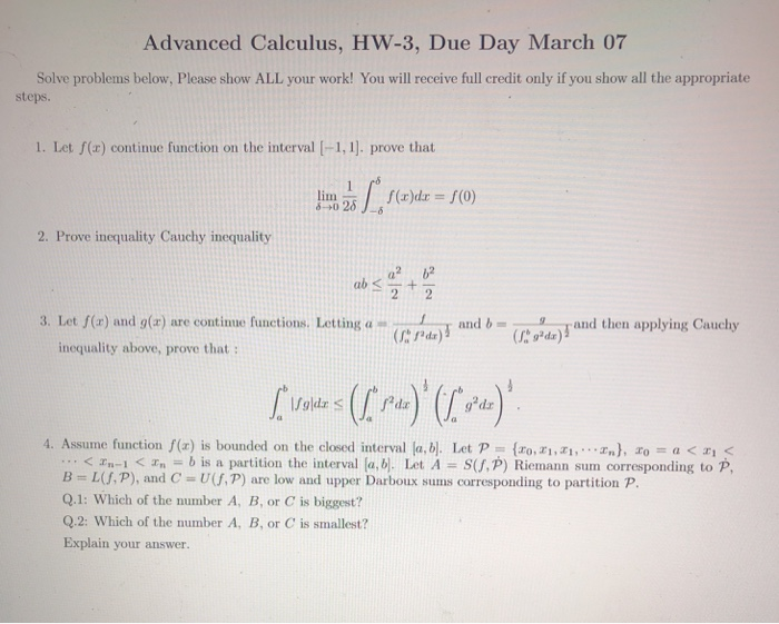 Solved Real Analysis Homework | Chegg.com