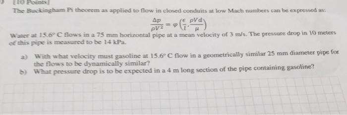 Solved The Buckingham Pi theorem as applied to flow in | Chegg.com
