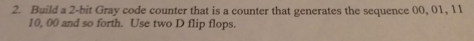 Solved Build a 2-bit Gray code counter that is a counter | Chegg.com