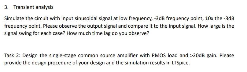 Solved Analog VLSI-Laboratory Laboratory #5: Analysis and | Chegg.com