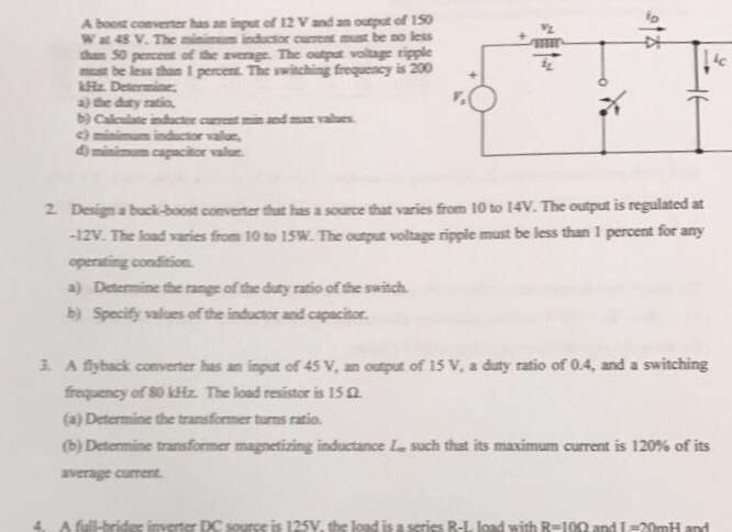 Solved A Boost Converter Has An Input Of 12 V And An Output