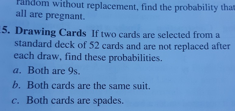 Solved random without replacement, find the probability that | Chegg.com