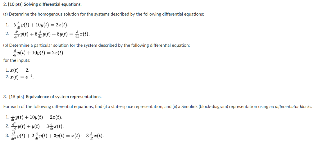 Solved 2. [10 pts] Solving differential equations (a) | Chegg.com