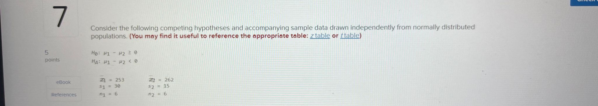 Solved Consider the following competing hypotheses and | Chegg.com