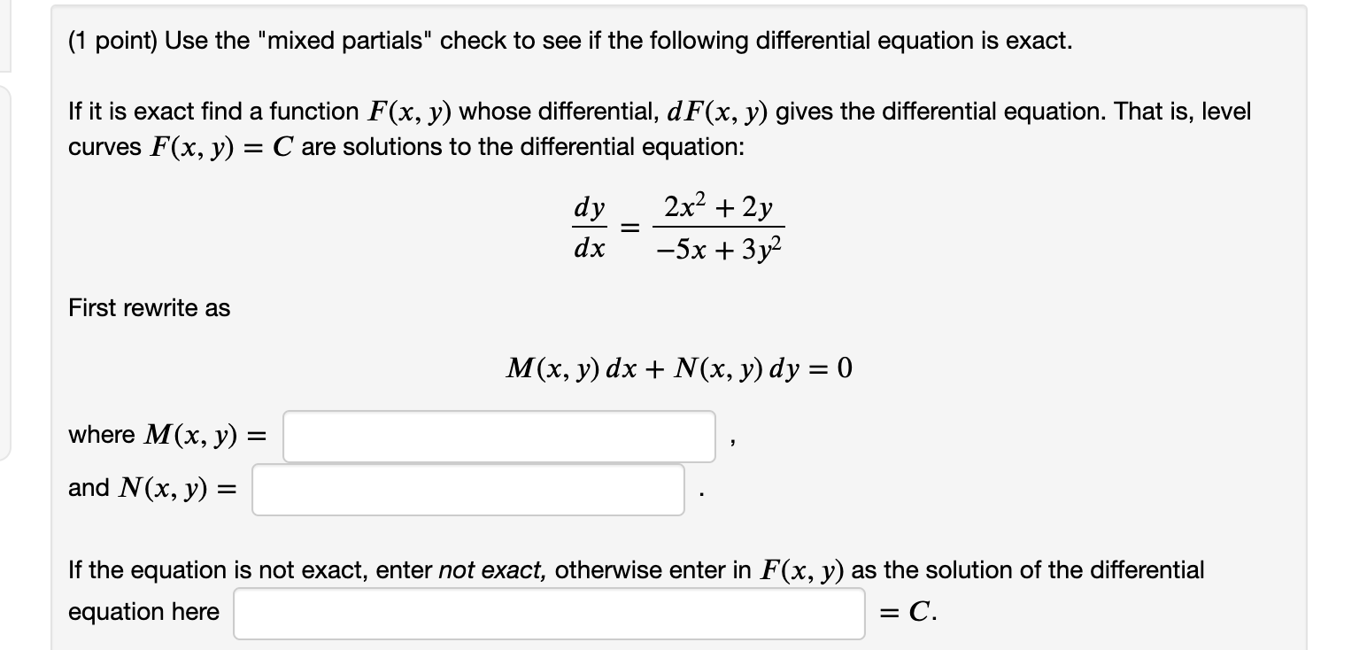 Solved (1 point) The differential equation y+3y7=(y3+6x)y′ | Chegg.com