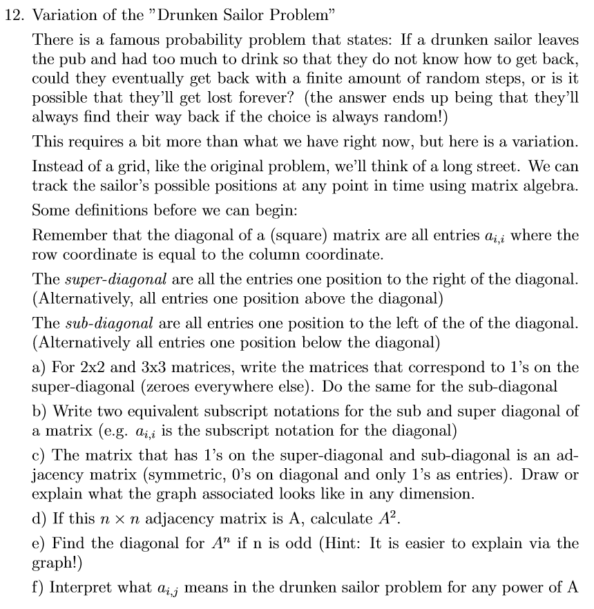 12. Variation of the "Drunken Sailor Problem" There | Chegg.com