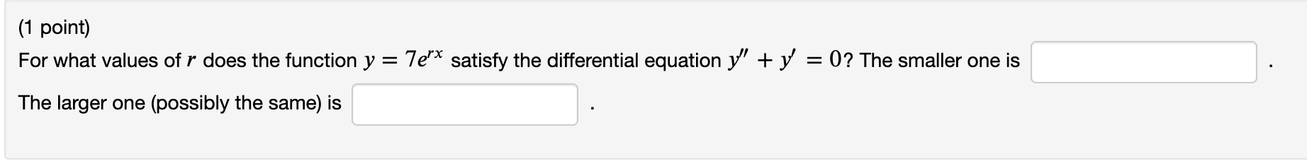 Solved (1 point) For what values of r does the function y = | Chegg.com