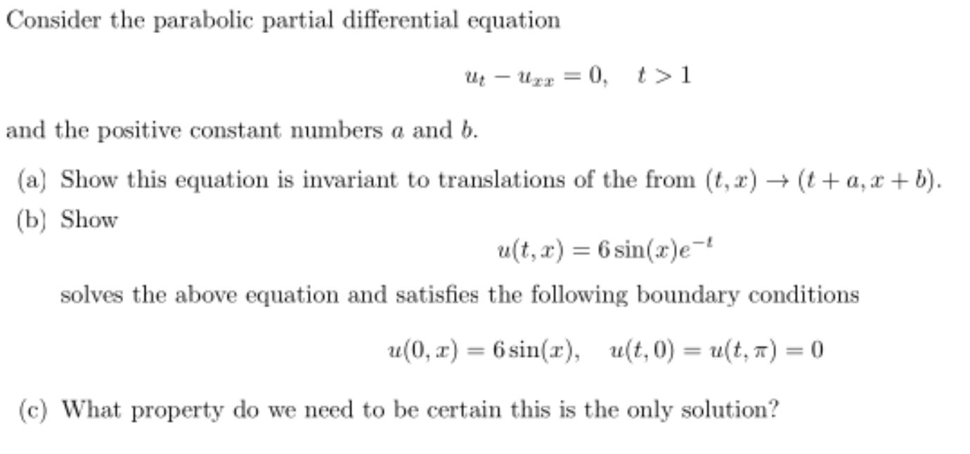 Solved Consider the parabolic partial differential equation | Chegg.com