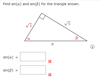 Solved Find sin(α) and sin(β) for the triangle shown. | Chegg.com