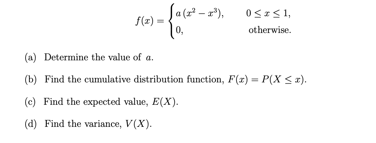 Solved A random variable X has the probability density | Chegg.com