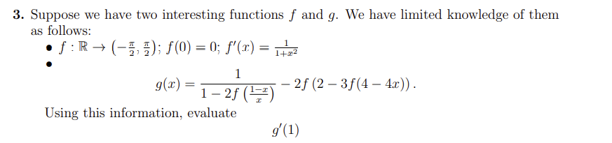 Solved Suppose we have two interesting functions f and g. We | Chegg.com