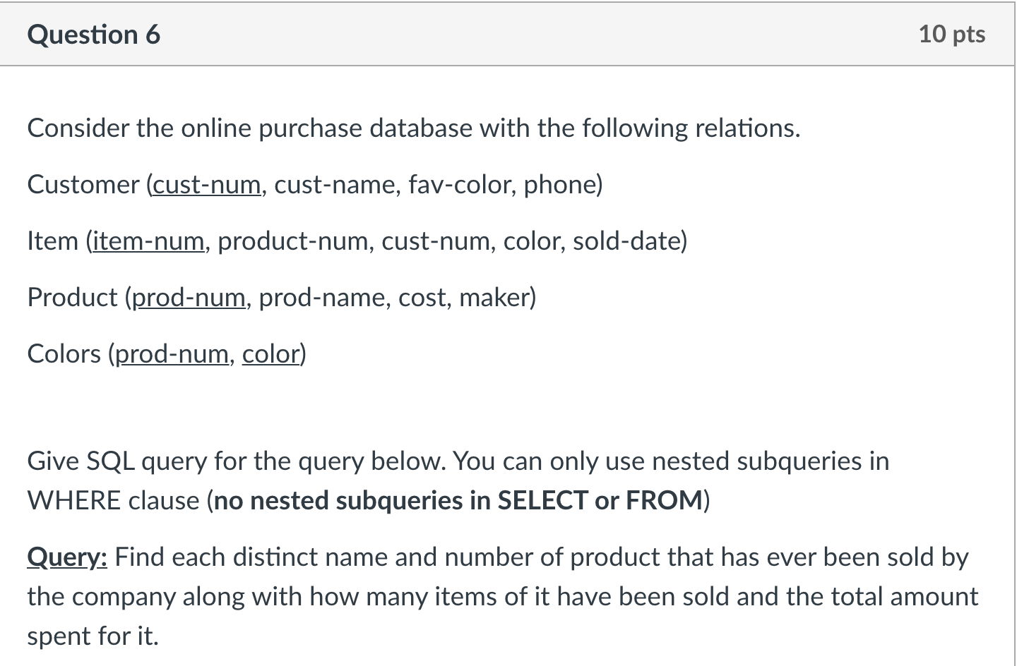 Solved Question 6 10 pts Consider the online purchase | Chegg.com