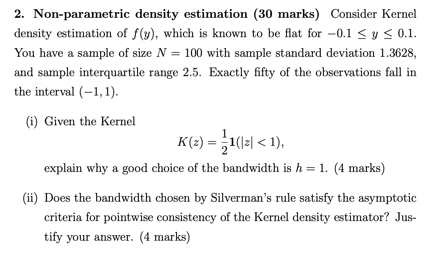 2. Non-parametric density estimation (30 marks) | Chegg.com