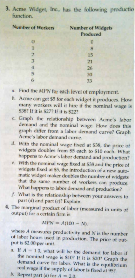Solved 3. Acme Widget, Inc, has the following productio | Chegg.com