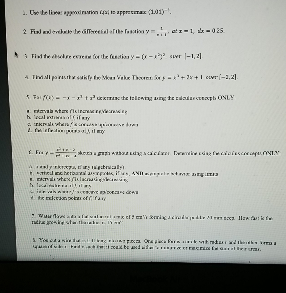 Solved 1. Use the linear approximation Lx) to approximate | Chegg.com