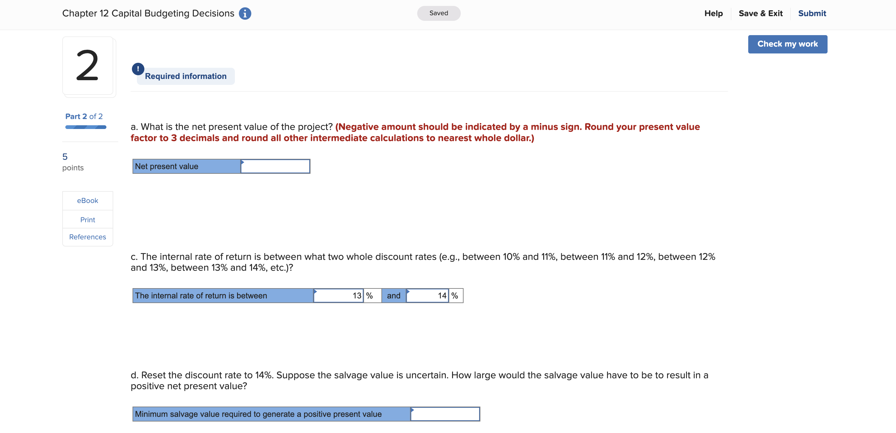 Solved Chapter 12 Capital Budgeting Decisions (i) 2 Part 2 | Chegg.com