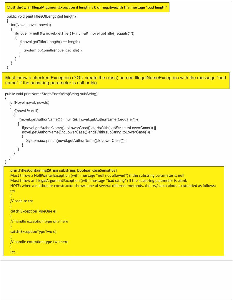 Solved Codes are done! You just need to add few exceptions, | Chegg.com