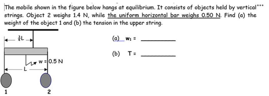 Solved The mobile shown in the figure below hangs at | Chegg.com