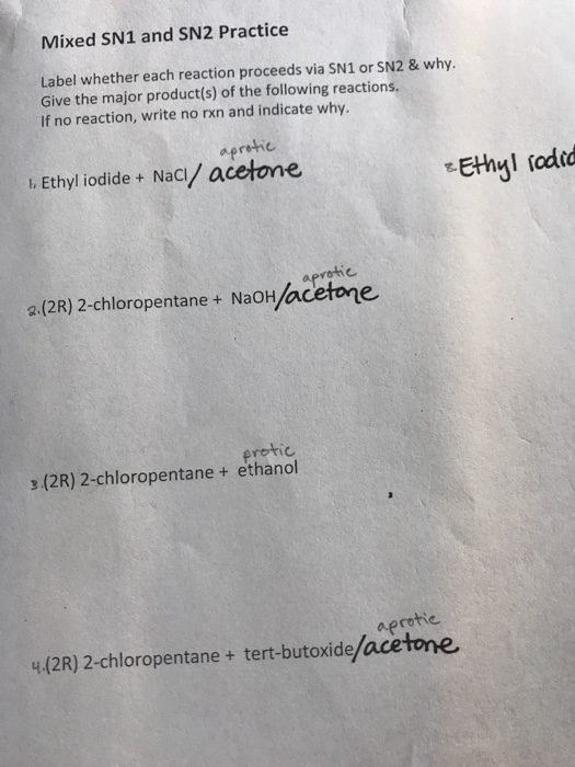 Solved Mixed SN1 and SN2 Practice Label whether each | Chegg.com