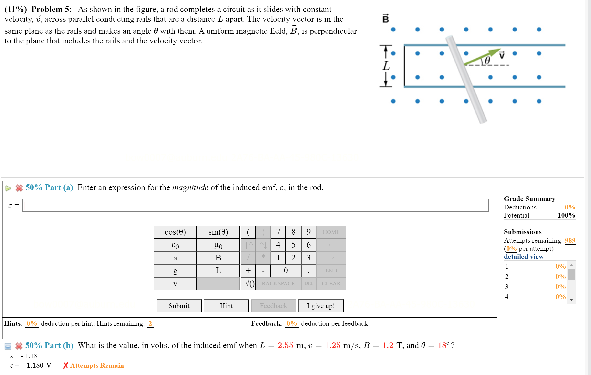 Solved (11\%) Problem 5: As shown in the figure, a rod | Chegg.com Solved (11\%) Problem 5: As shown in the figure, a rod | Chegg.com