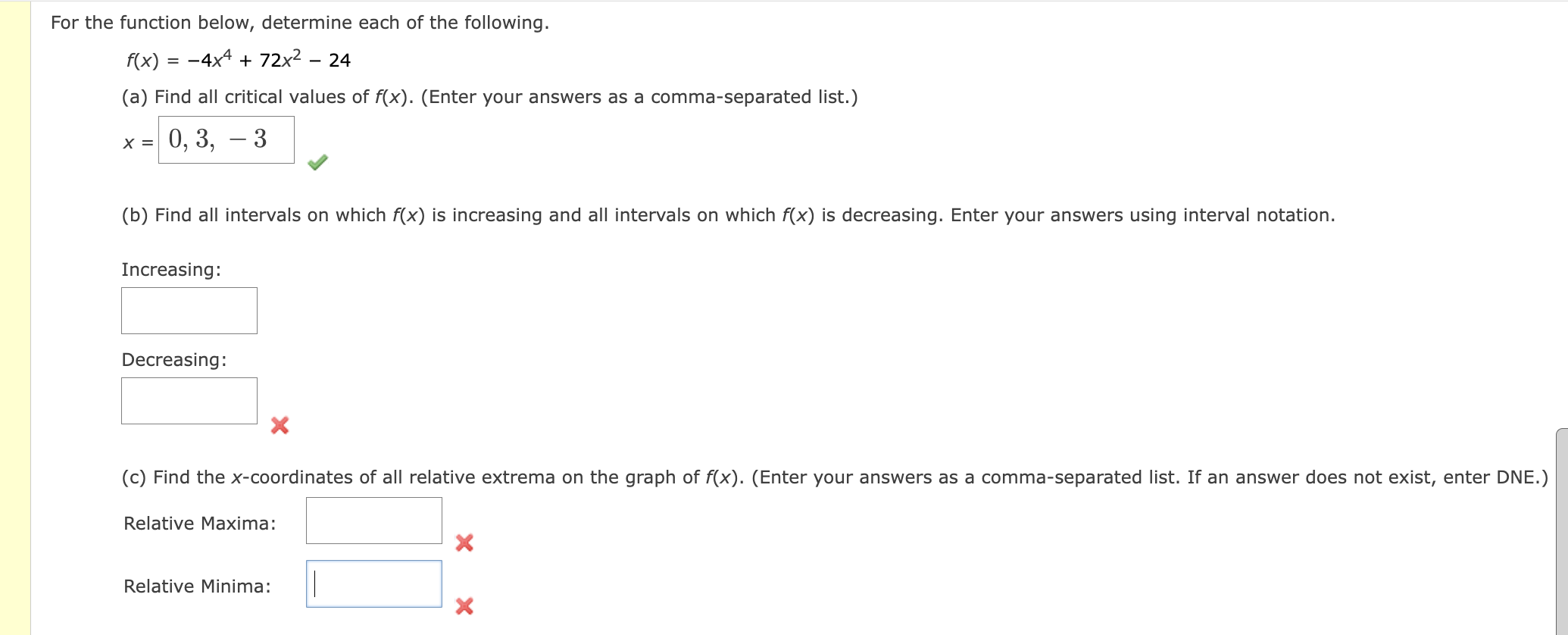 Solved For the function below, determine each of the | Chegg.com