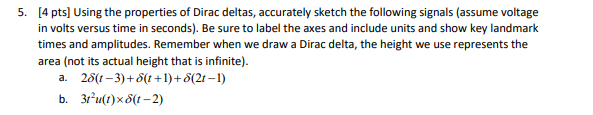 Solved 5. [4 pts] Using the properties of Dirac deltas, | Chegg.com