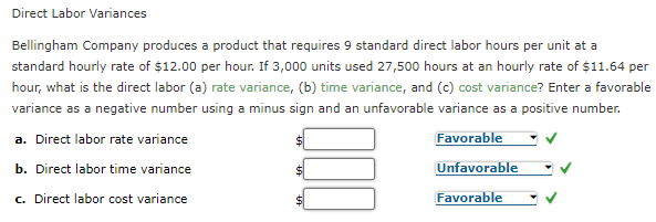 Solved Direct Labor VariancesBellingham Company produces a | Chegg.com