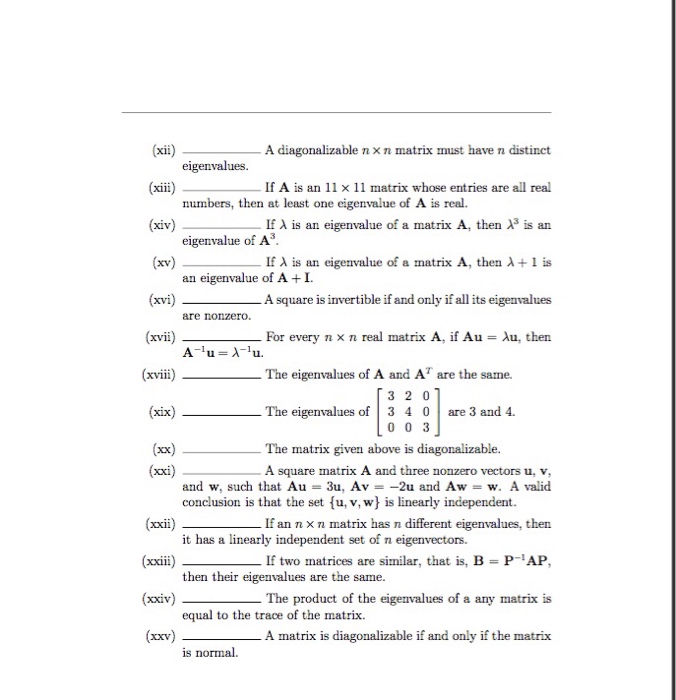 Solved A diagonalizable n × n matrix must have n distinct If | Chegg.com
