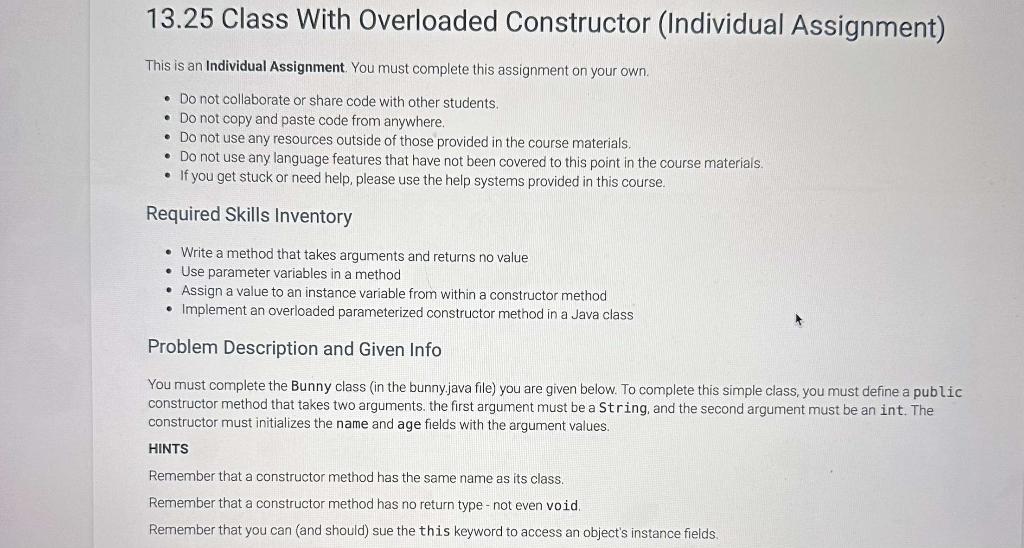 Solved 13.25 Class With Overloaded Constructor (Individual | Chegg.com Solved 13.25 Class With Overloaded Constructor (Individual | Chegg.com