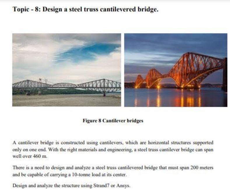 Solved Topic - 8: Design a steel truss cantilevered bridge. | Chegg.com