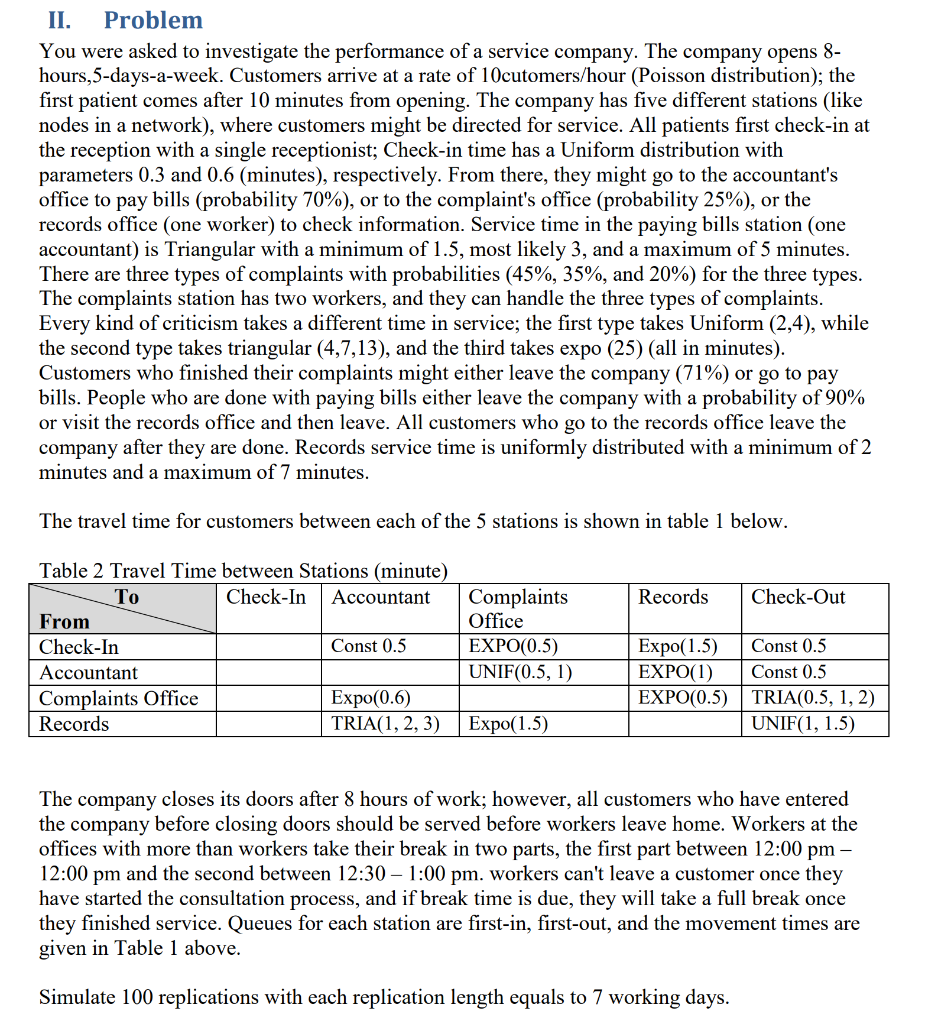 Solved II. Problem You were asked to investigate the | Chegg.com