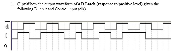 Solved (5 ﻿pts)Show the output waveform of a D Latch | Chegg.com