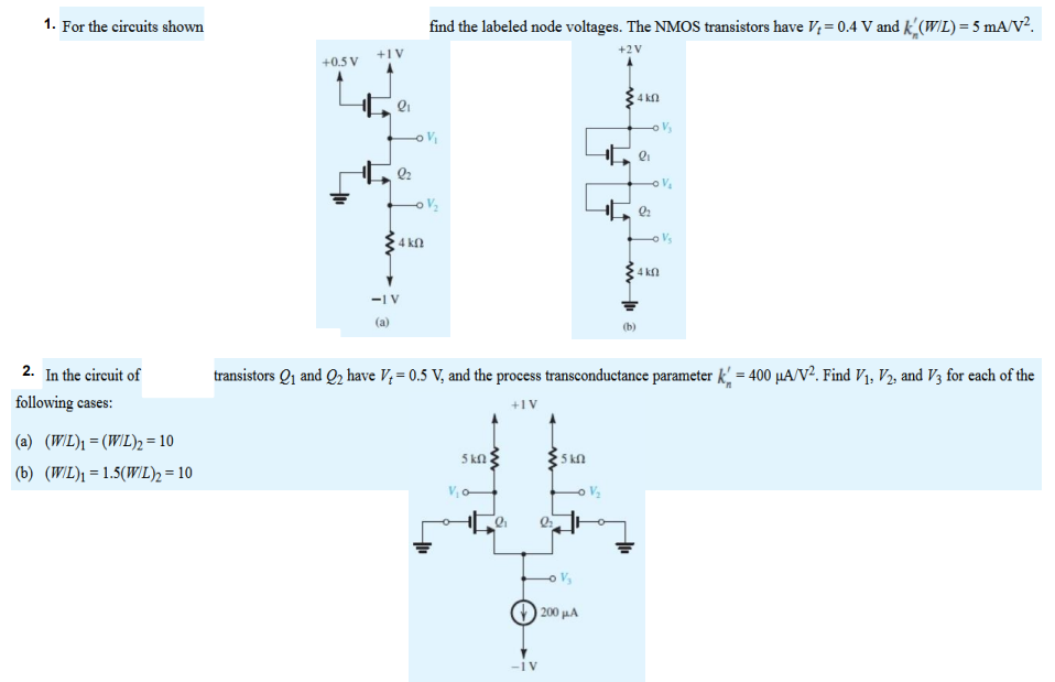 Solved 1. For the circuits shown find the labeled node | Chegg.com