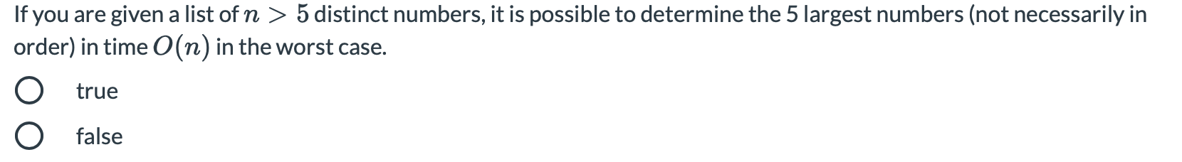 Solved If you are given a list of n>5 distinct numbers, | Chegg.com