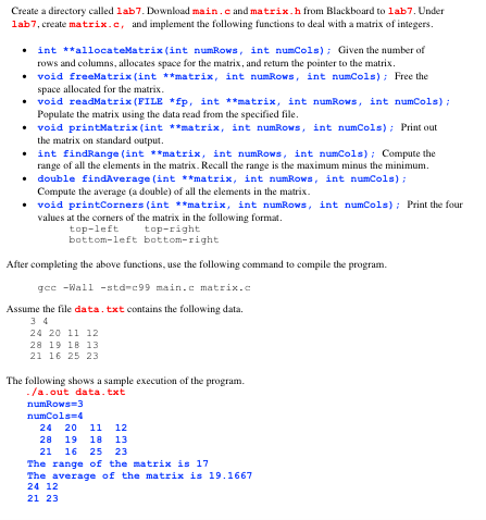Solved Create a directory called lab7. Download | Chegg.com