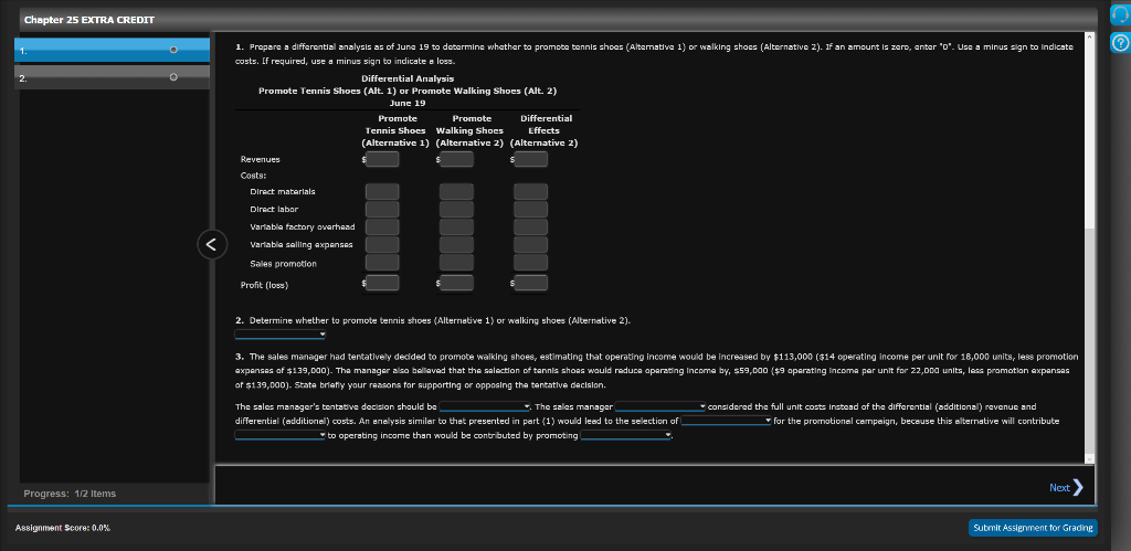Solved Chapter 25 EXTRA CREDIT 1. 2. Progress: 1/2 Items | Chegg.com