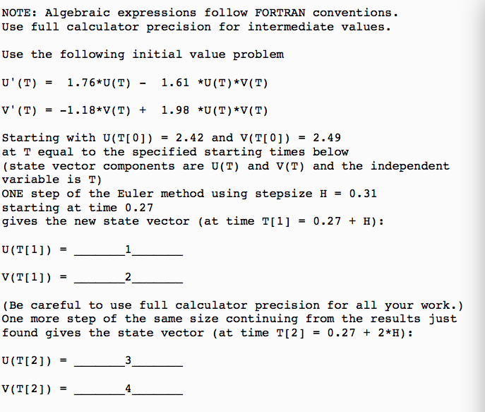 Solved Note Algebraic Expressions Follow Fortran