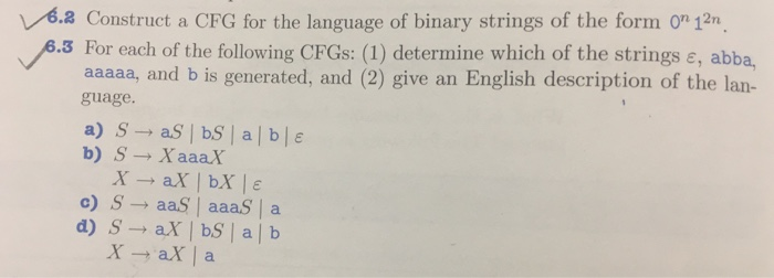 Solved 6.2 Construct a CFG for the language of binary | Chegg.com