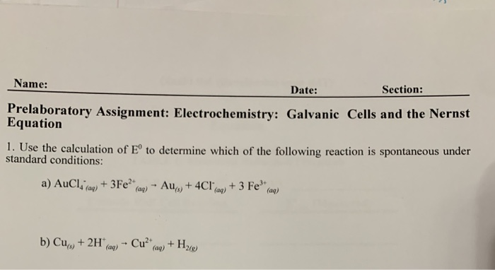 Solved Name: Date: Section: Prelaboratory Assignment: | Chegg.com Solved Name: Date: Section: Prelaboratory Assignment: | Chegg.com