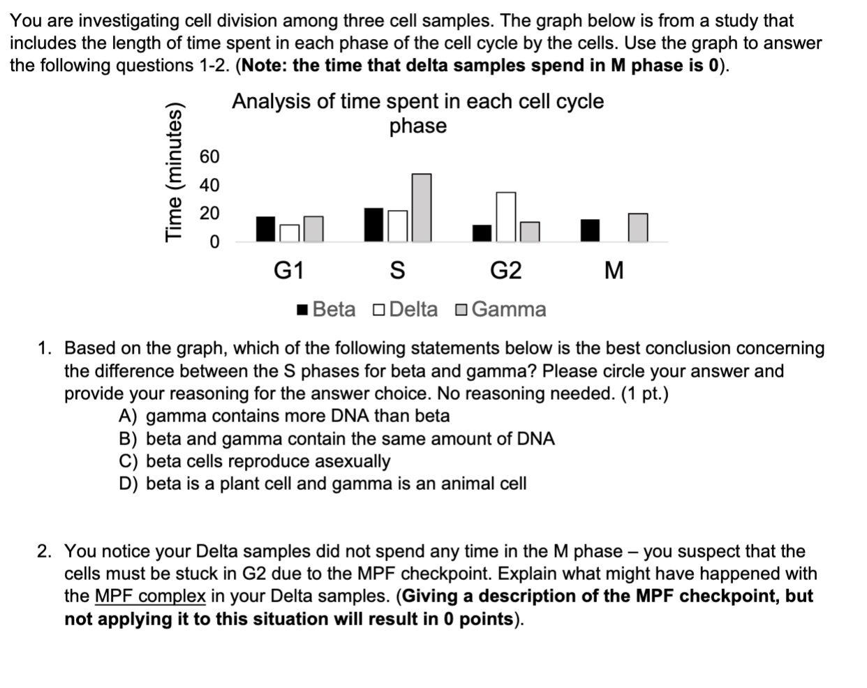 Solved You are investigating cell division among three cell | Chegg.com