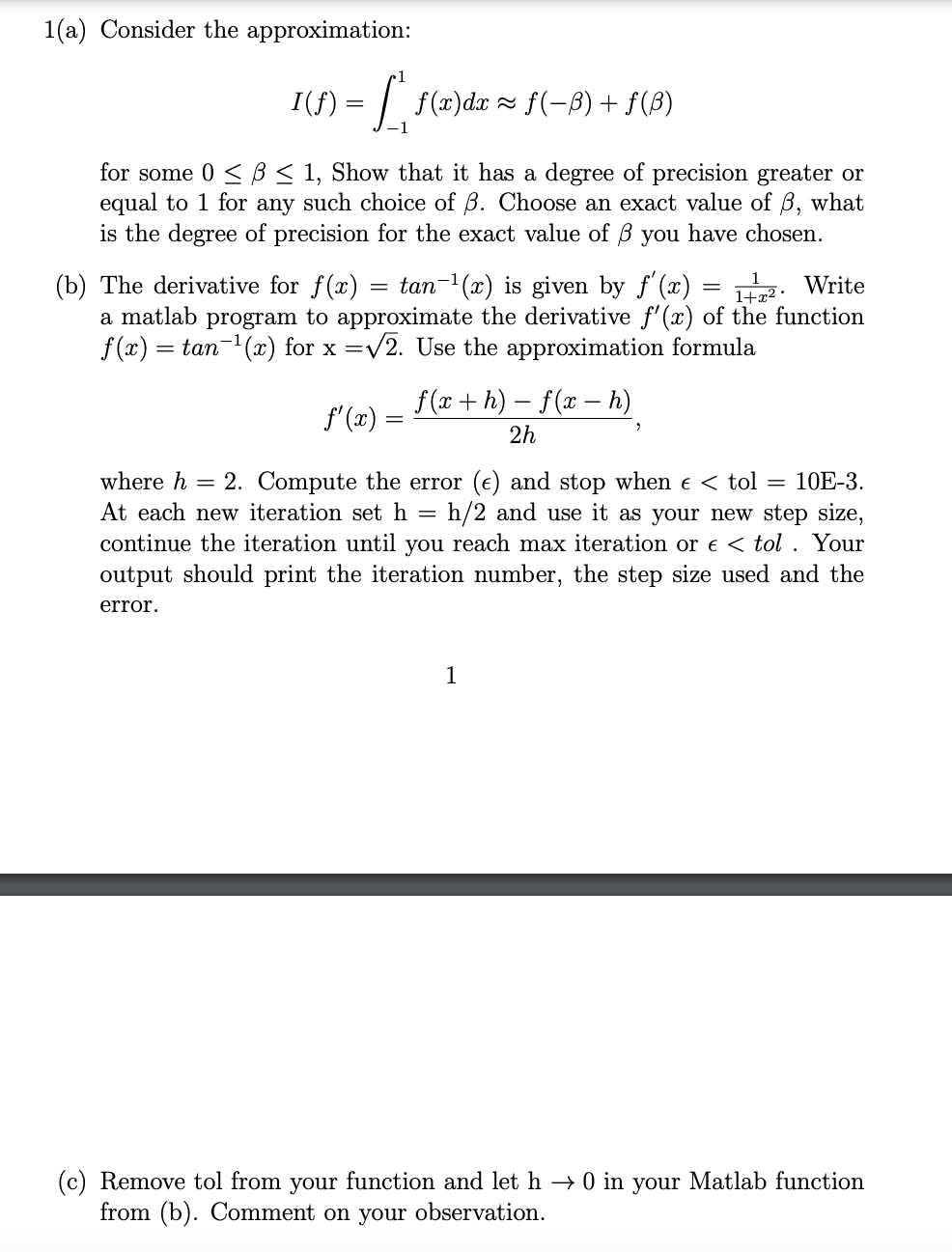 Solved 1(a) Consider the approximation: | Chegg.com