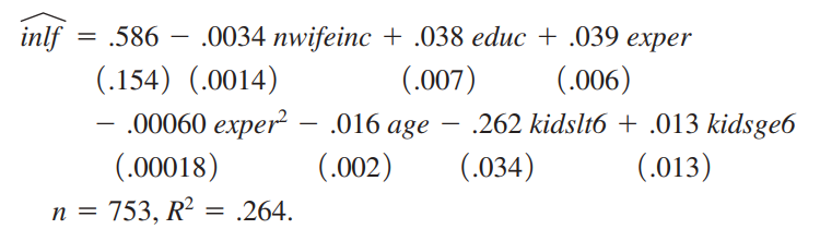 Solved Using the data in MROZ from Mroz (1987), ﻿we estimate | Chegg.com